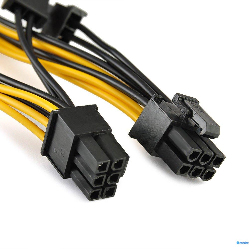 CPU 6Pin to Graphics Video Card Double PCI-E PCIe Power Supply Splitter ...