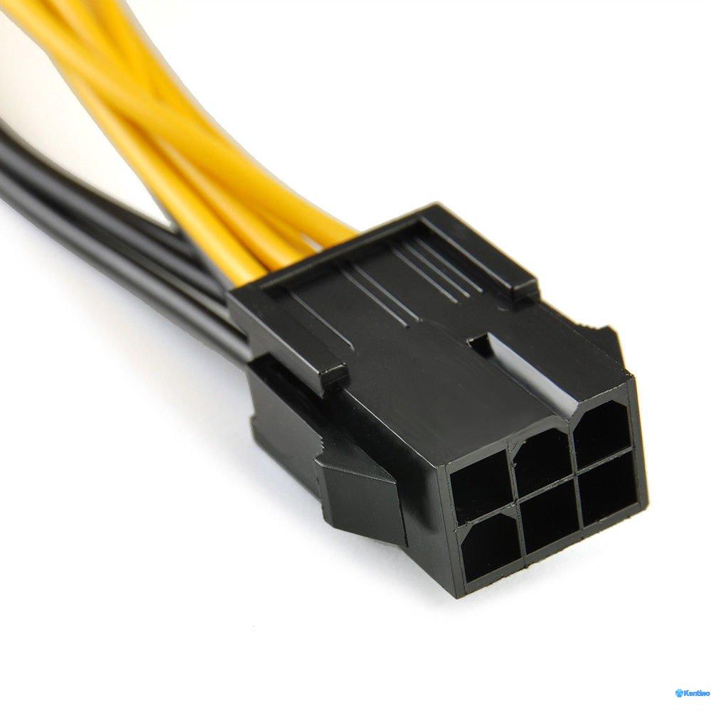 CPU 6Pin to Graphics Video Card Double PCI-E PCIe Power Supply Splitter ...